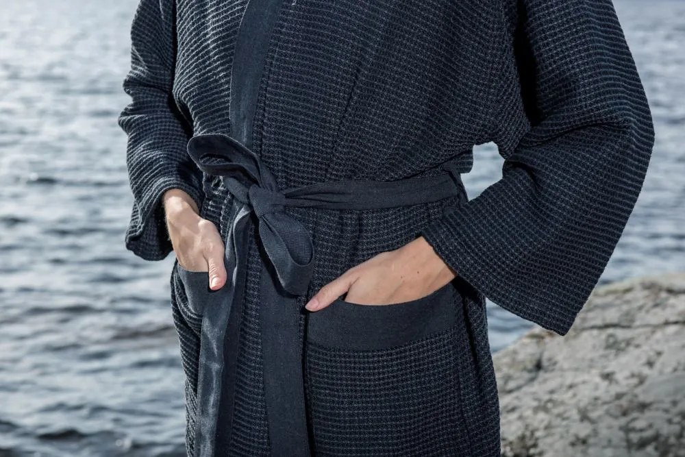 Rento župan do sauny černo-šedý, L/XL