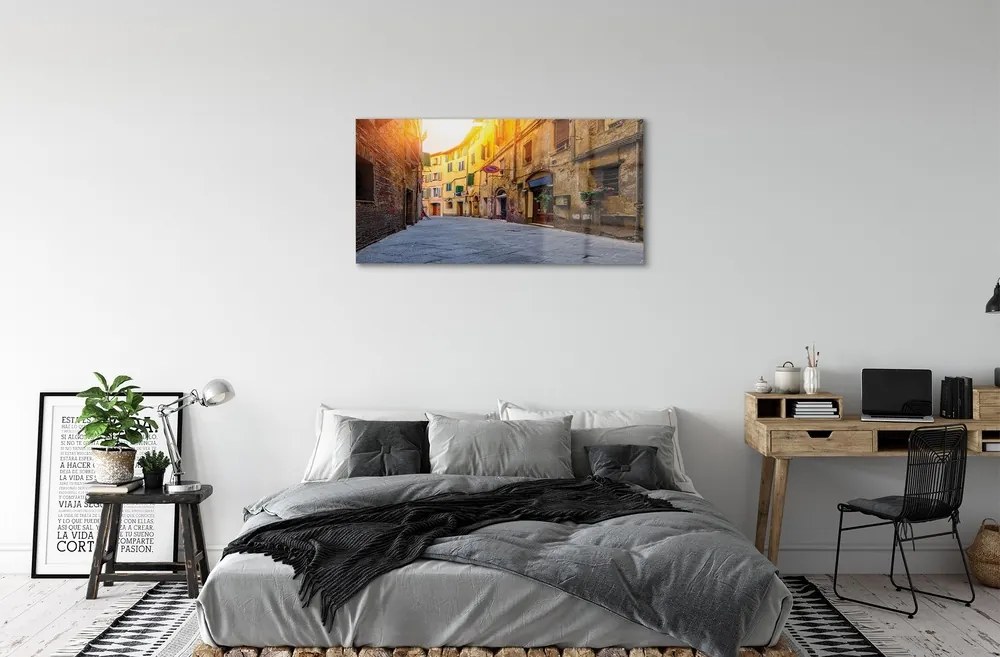 Obraz na skle Italy Street budovy 140x70 cm