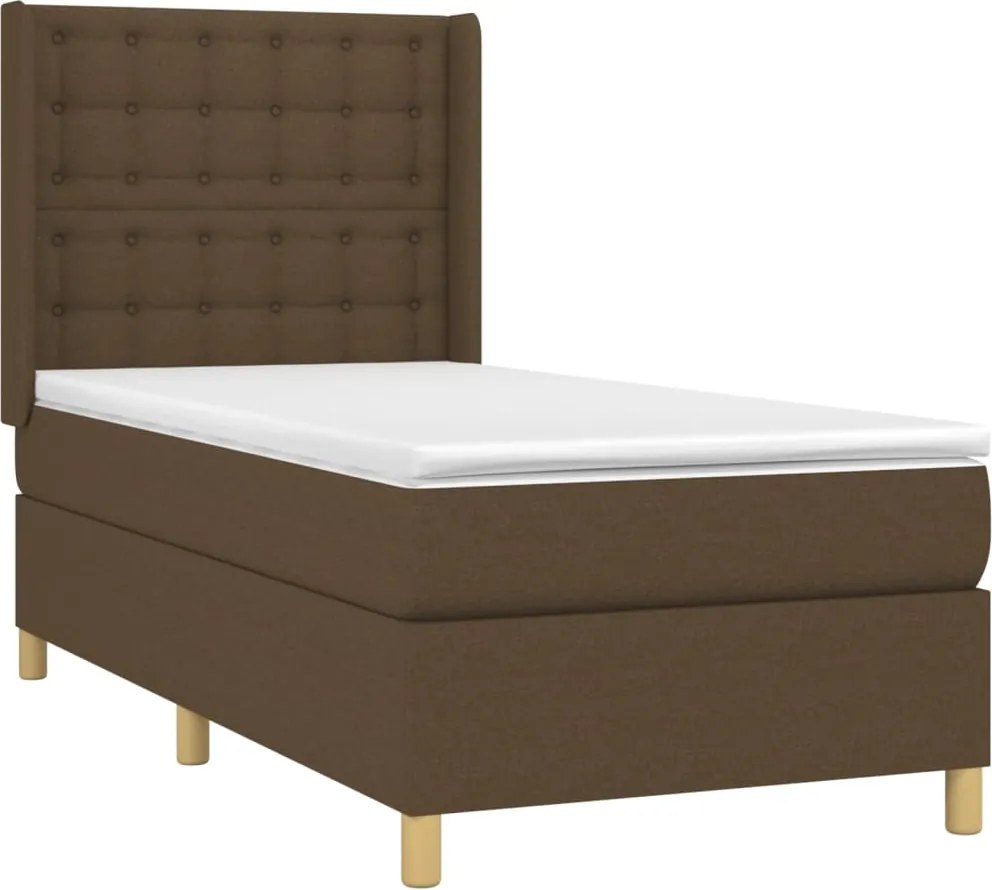 Box spring postel s matrací a LED tmavě hnědá 80x200 cm textil 3139152