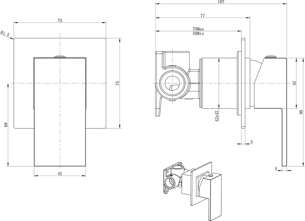 Sapho Latus bidetová baterie podomítková 1 výstup chrom 1102-46