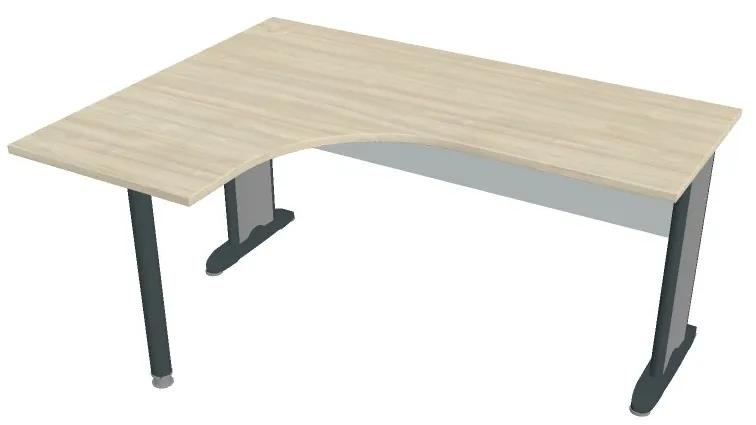Stůl ergo oblouk pravý 160×120/60 cm - Hobis Cross CE 60 P Dekor stolové desky: akát, Dekor lamino podnože: šedá, Barva nohou: černá