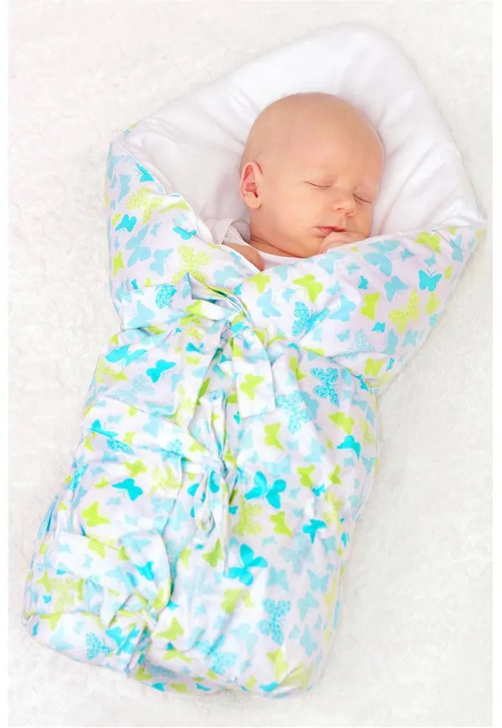 NEW BABY Klasická šněrovací zavinovačka New Baby Modrá srdíčka