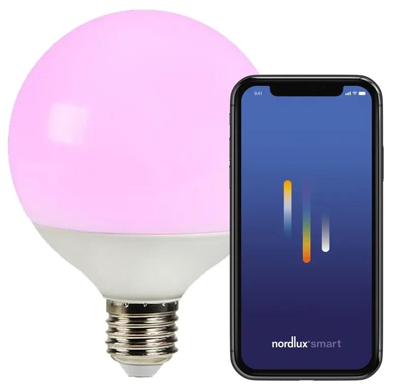 Větší stmívatelná smart LED žárovka RGB NORDLUX E27 ovládaná přes Bluetooth