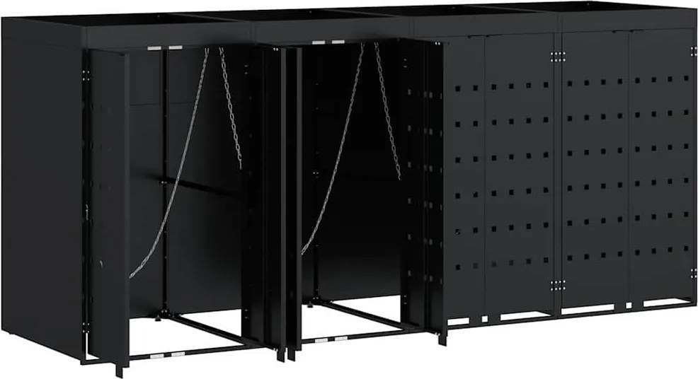 Úložný box na 4 popelnice Černá 272 x 77,5 x 121,5 cm 3394740