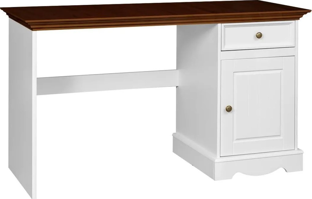 Bílý nábytek Psací stůl Belluno Elegante - malý, dekor bílá | ořech, masiv, borovice