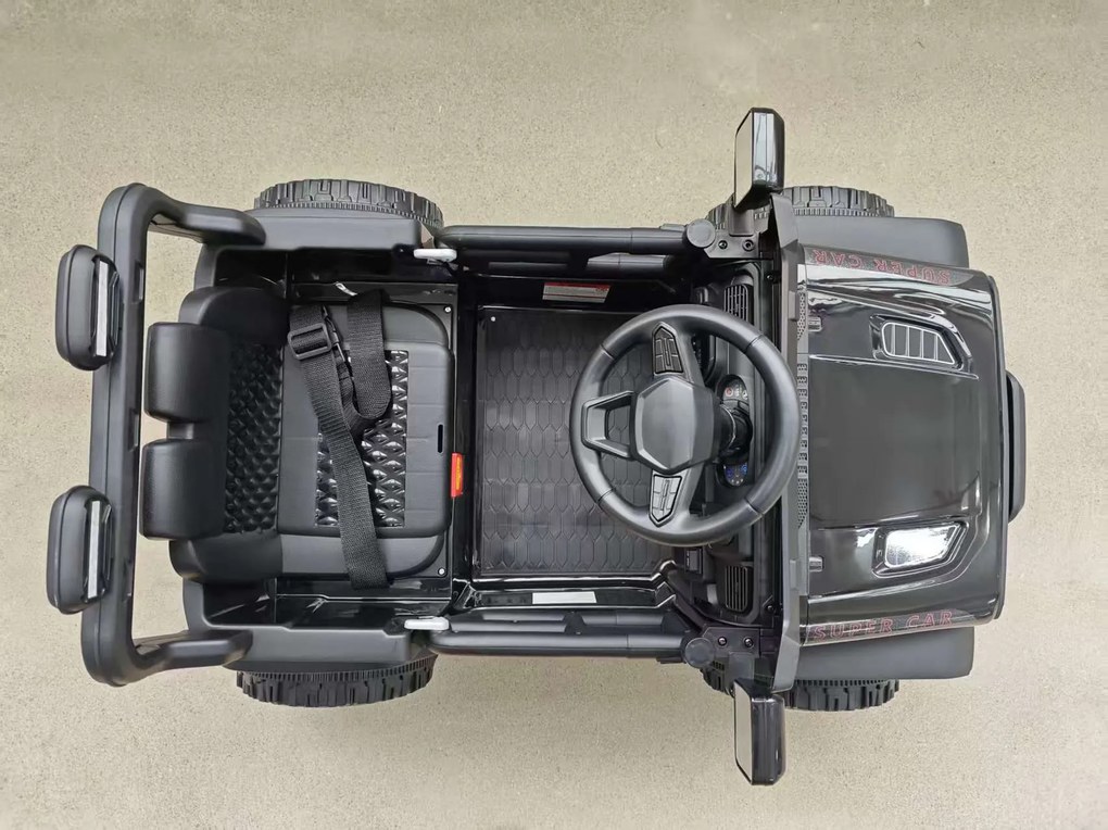 AIYAPLAY elektrické dětské auto 12V, elektrický dětský bugina, 2-4 km/h, 2 motory, dálkové ovládání, lithium baterie, černá
