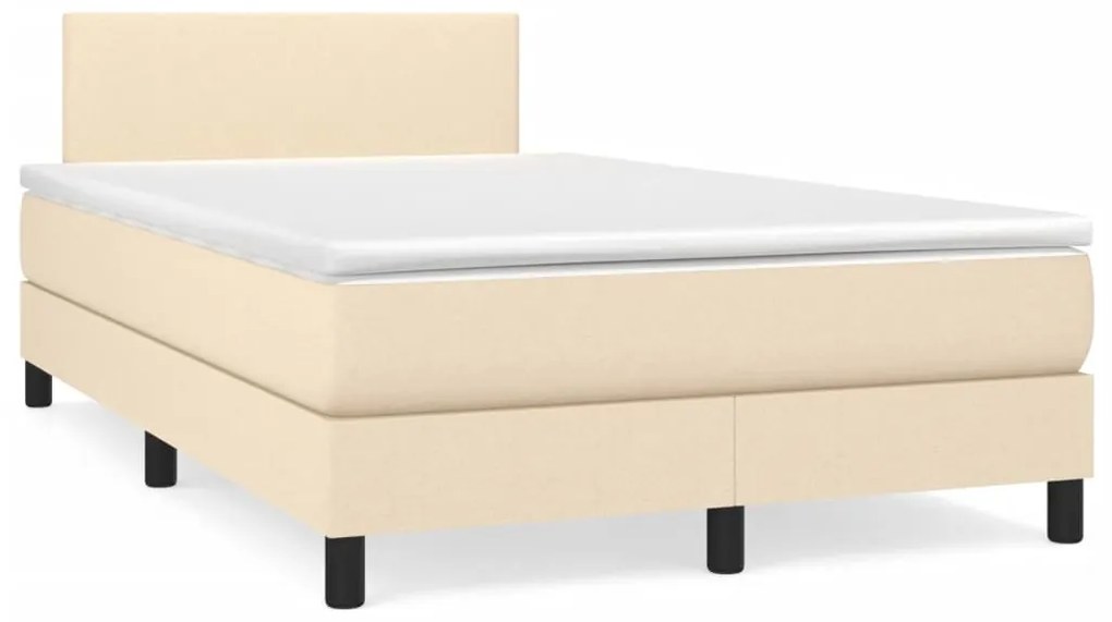 Box spring postel s matrací a LED krémová 120x190 cm textil 3270030