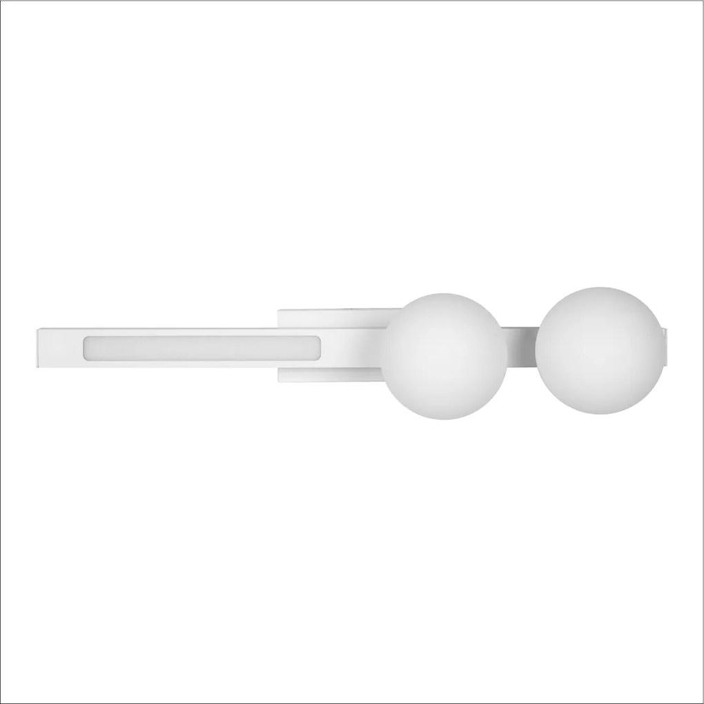 Nástěnné svítidlo Magnet2, 2x bílé skleněné stínítko + 1x LED 13W, w