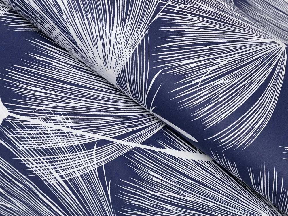 Biante Bavlněné ložní povlečení Sandra SA-414 Bílé abstraktní chmíří na modrém Prodloužené 140x220 a 70x90 cm