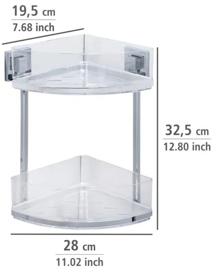 WENKO 22690100-Rohový regál VACUUM-LOC QUADRO ED 28x32,5 cm stříbrná/lesk. chrom