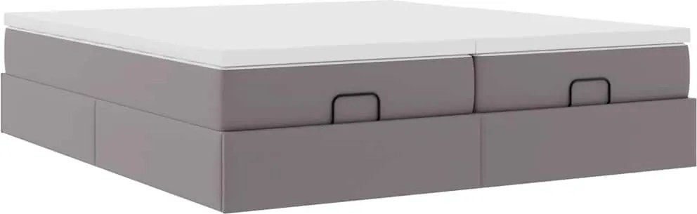 Osmanský rám postele s matrací šedá 160x200cm umělá kůže 3311222
