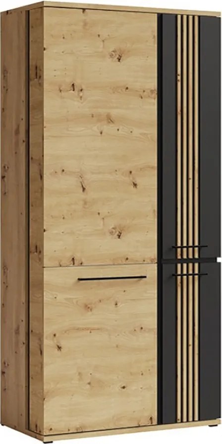 MOLTO c | šatní skříň ML1 s policemi a šatní tyčí | 93 cm | artisan/černá