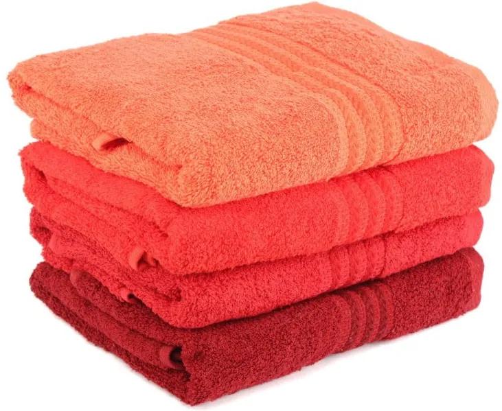 Sada 4 červených bavlněných ručníků Rainbow, 50 x 90 cm