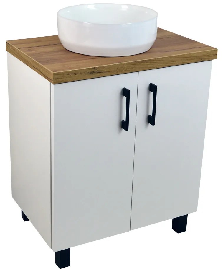 Comodo Koupelnová skříňka pod deskové umyvadlo ROSO W 60-HD - bílá/zlatý dub