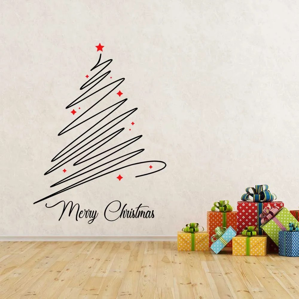 GLIX Merry Christmas - samolepka na zeď Černá a červená 90 x 70 cm