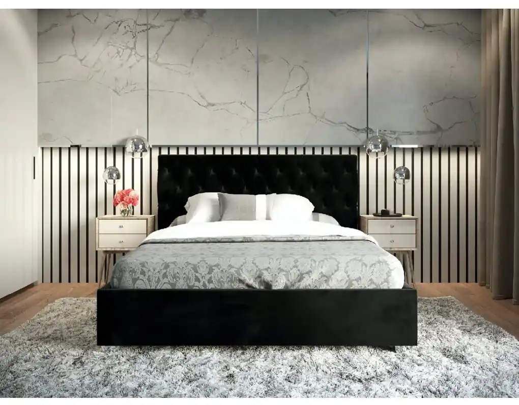 PROXIMA STORE.cz - Manželská čalouněná postel MADRYT - černá - 140 Velikost  postele: Pre matrac 140 x 200 cm | BIANO