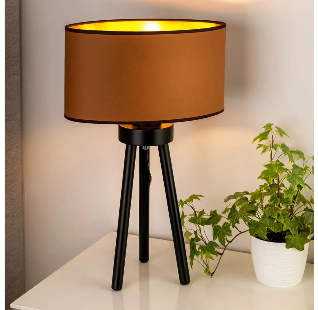 Duolla Duolla - Stolní lampa OVAL VEGAN 1xE27/15W/230V hnědá DU603379