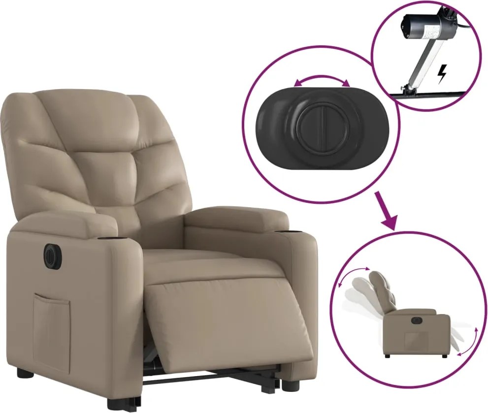 Elektrické zvedací polohovací křeslo cappuccino umělá kůže 3204678