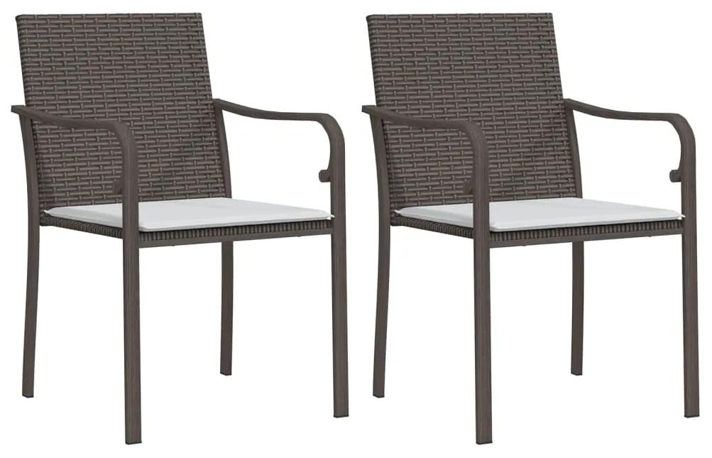 Zahradní židle s poduškami 2 ks hnědé 56 x 59 x 84 cm polyratan,  364093