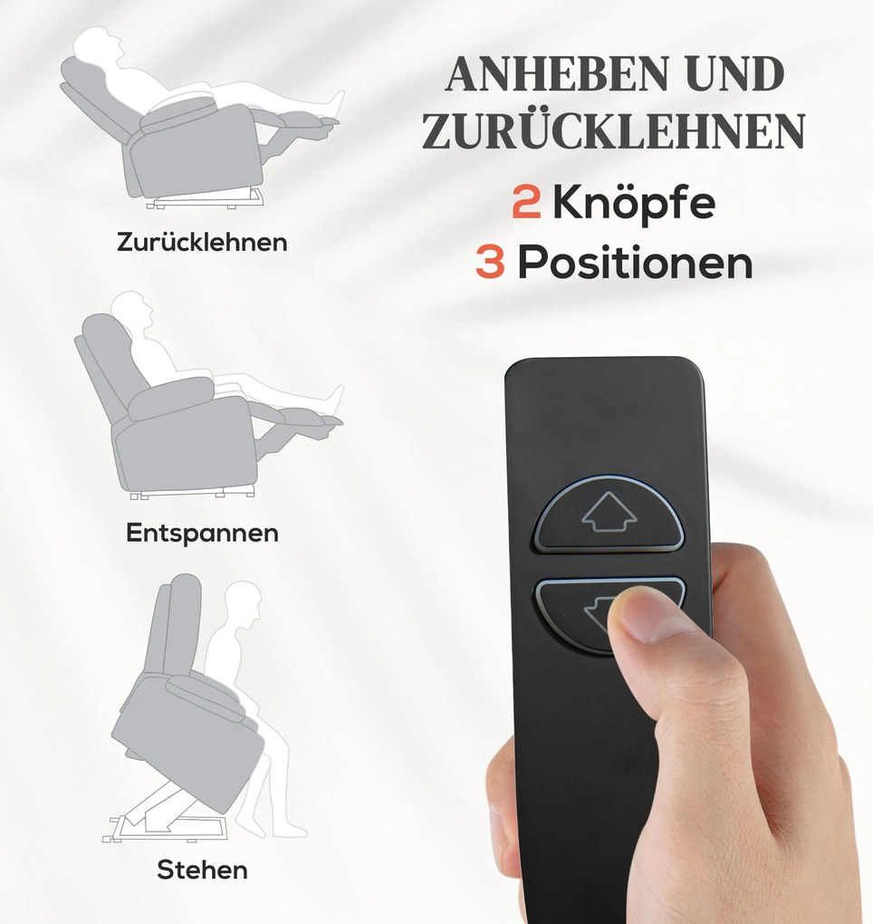 HOMCOM Křeslo pro seniory se stojanem, elektrické, se 3 režimy, 8 masážními body, vyhřívání, pěnové, 91 x 95 x 109 cm, světle šedé| Aosom