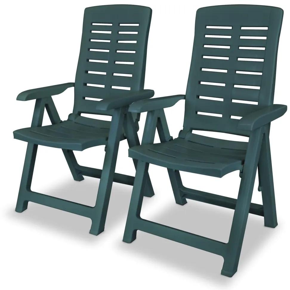 43896 vidaXL Polohovatelné zahradní židle 2 ks plastové zelené