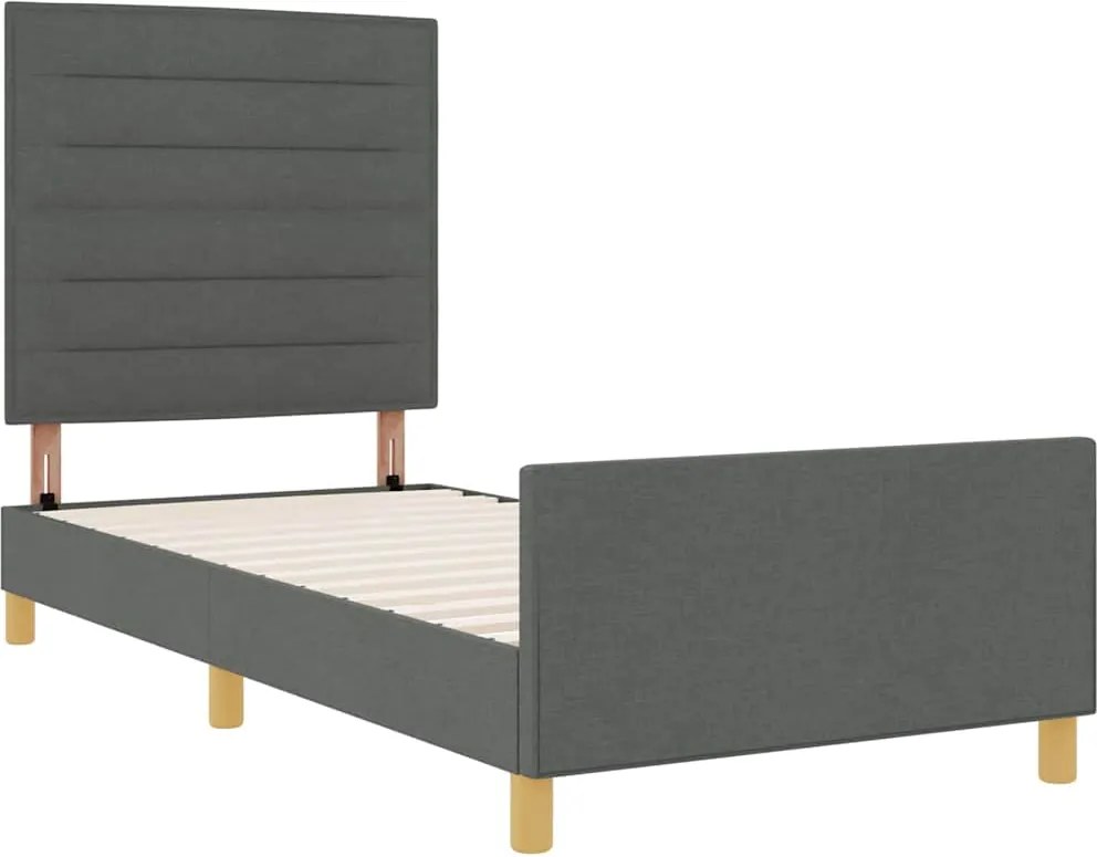 Rám postele s čelo Tmavě šedá 100 x 200 cm textil 3344628