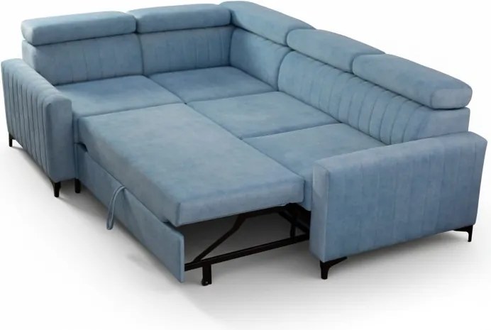 Rozkládací rohová sedačka BLAUDE 251x183 - výběr potahové látky pravý roh Castel 80 - světle šedá