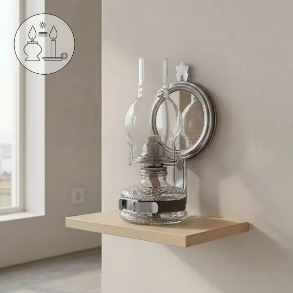 BRILAGI - Petrolejová lampa se zrcadlem MERLIN černý chrom