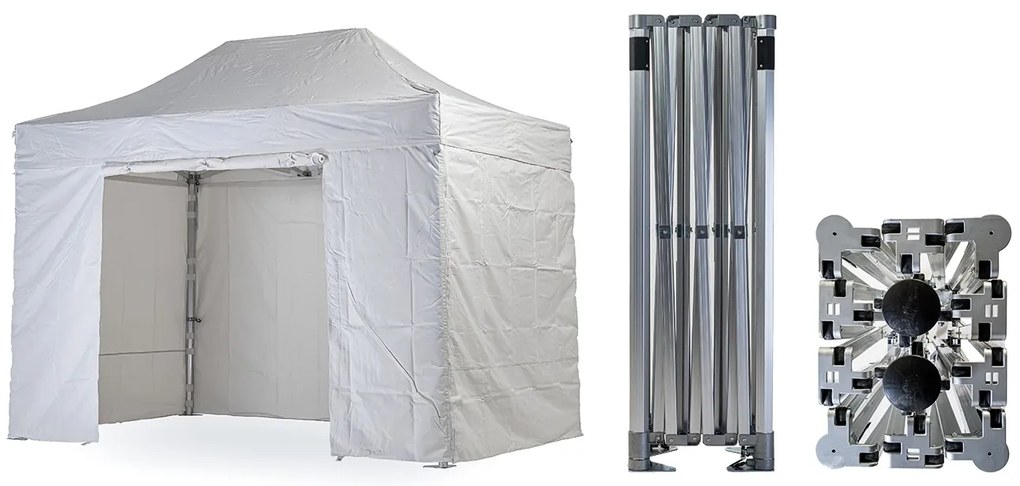 Nůžkový párty stan 3x4,5 m TENTino BIG HEXAGON Barva opláštění: 1A - BÍLÁ