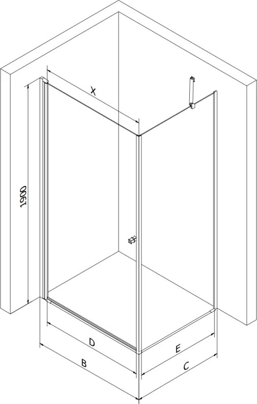 Mexen Pretoria sprchový kout 80 x 80 cm, průhledný, zlatý + plochá sprchová vanička-852-080-080-50-00-4010