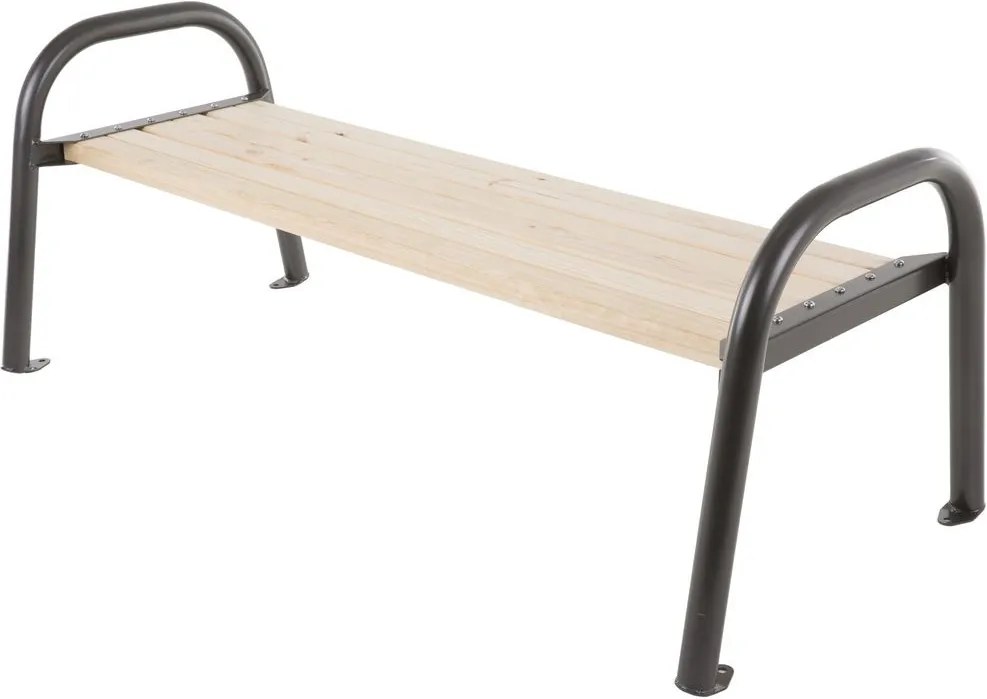 Pevná venkovní lavice k přišroubování, kov / dřevo, bez opěrky, 162 cm