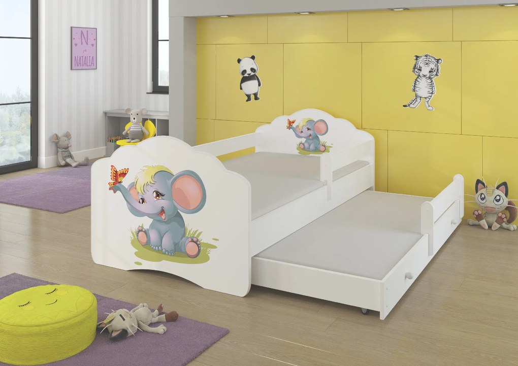 ADRK Furniture Dvojitá postel s bariérkou a matracemi CASIMO II ELEPHANT 160x80 CH-Cas-II- Bar-Ele-E104