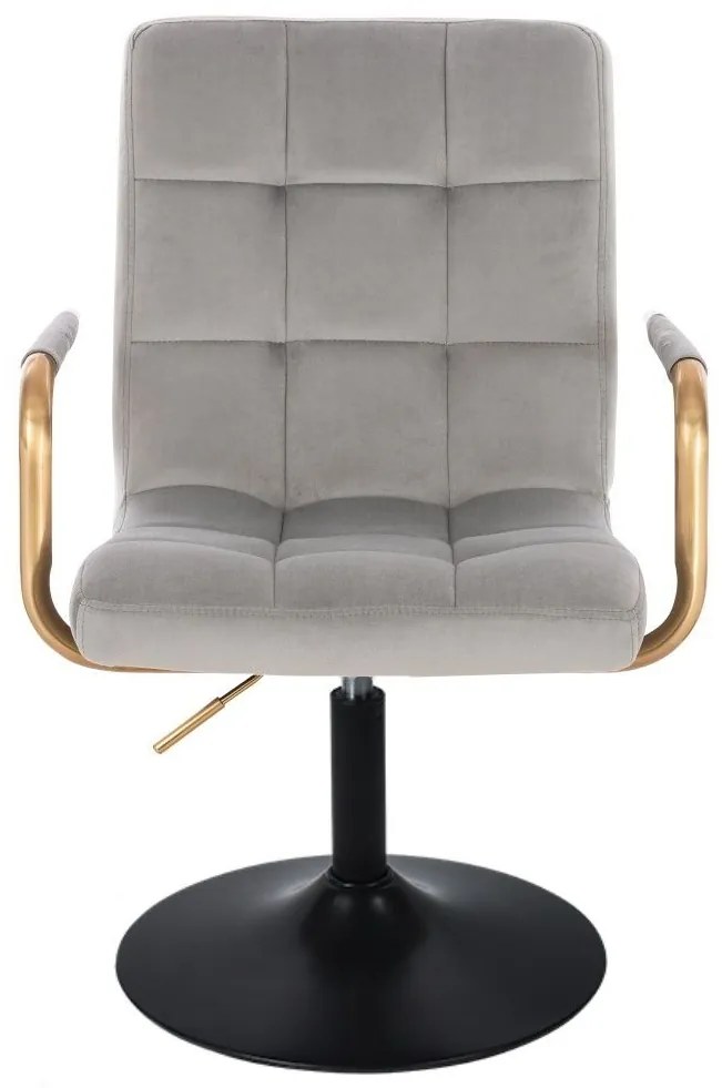 LuxuryForm DESIGN Otočná židle VERONA GOLD VELUR na černém talíři - světle šedá