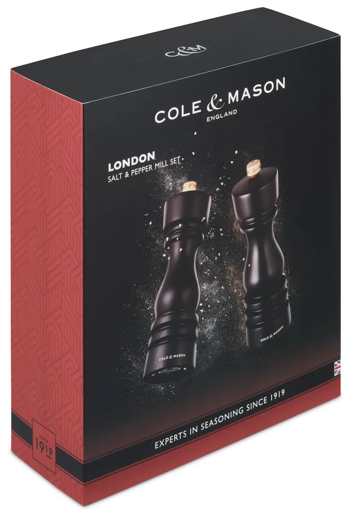Cole&Mason Sada mlýnků na sůl a pepř London Chocolate Wood 18 cm