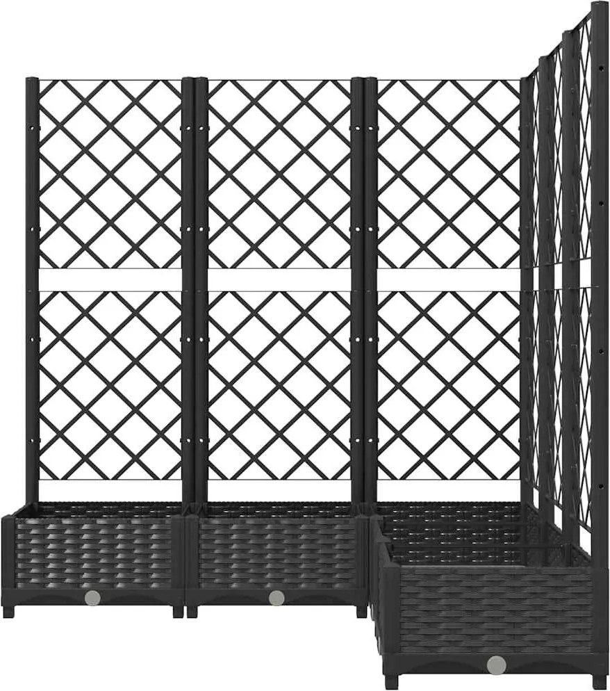 Zahradní truhlík s treláží černý 120 x 120 x 121,5 cm PP 318276
