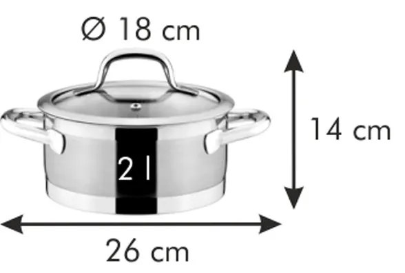 Kastrol PRESIDENT s poklicí ø 18 cm, 2,0 l