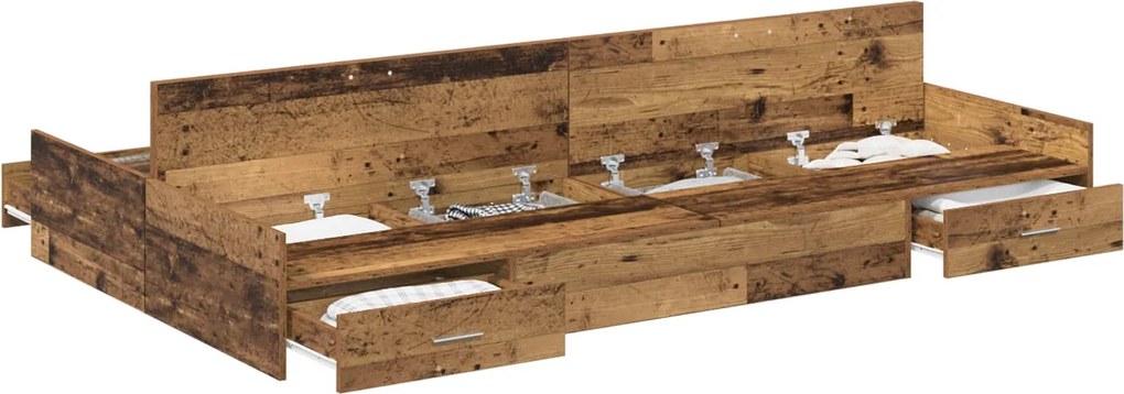 Rám postele s úložným prostorem s čelo Staré dřevo 120 x 190 cm 3335331