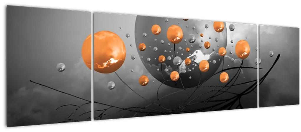 Obraz oranžových koulí (170x50 cm)