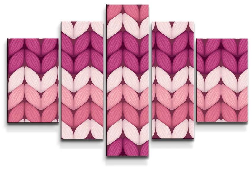 Sablio Obraz - 5-dílný Střídajíci růžové pletení - 125x90 cm