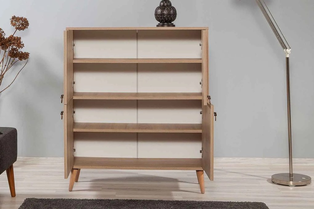 Designová víceúčelová skříň Vallissa 111 cm vzor dub