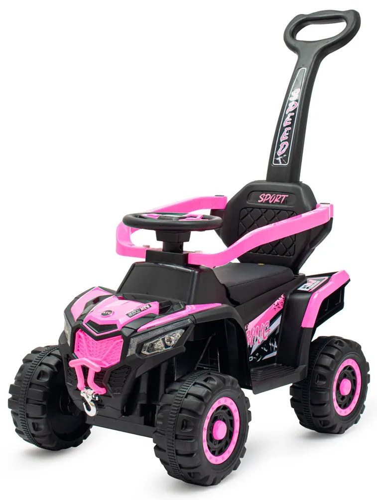 Dětské elektrické odrážedlo Baby Mix Ruggy s vodící tyčí baby pink Barva: Růžová