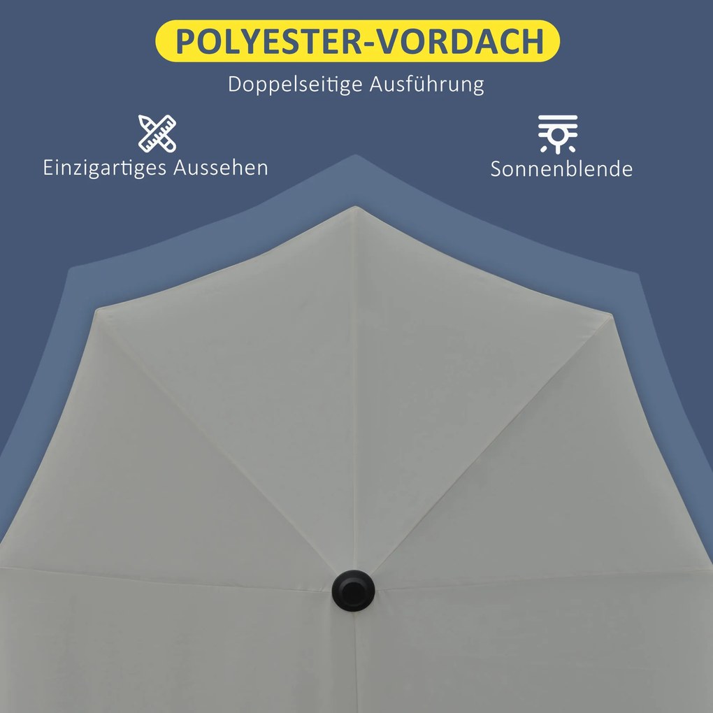 Outsunny 2 x 2 m půlkulatý slunečník slunečník s držákem voděodolný na zahradu terasu balkon, 100% polyester tmavě šedý |