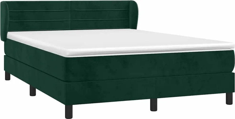 Box spring postel s matrací tmavě zelená 140x200 cm samet 3127556