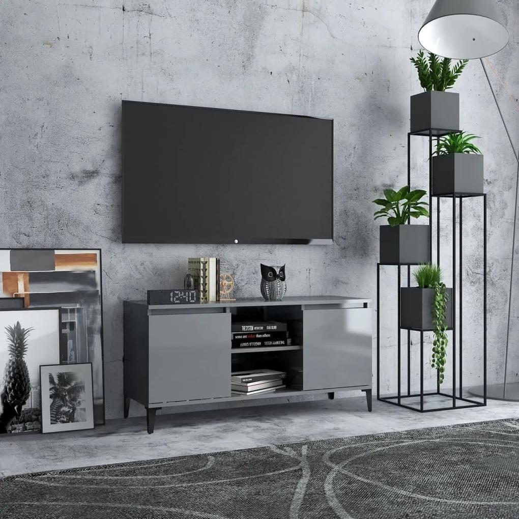 vidaXL TV stolek s kovovými nohami 103,5 x 35 x 50 cm [805971] Barva: šedá sonoma