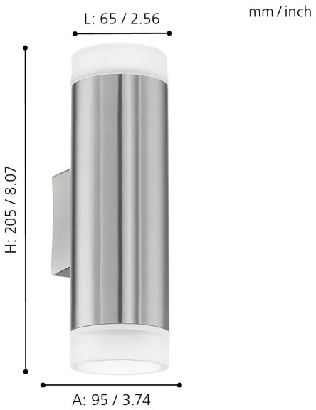 Eglo 92736 - Venkovní nástěnné svítidlo RIGA-LED GU10/2,5W/230V IP44
