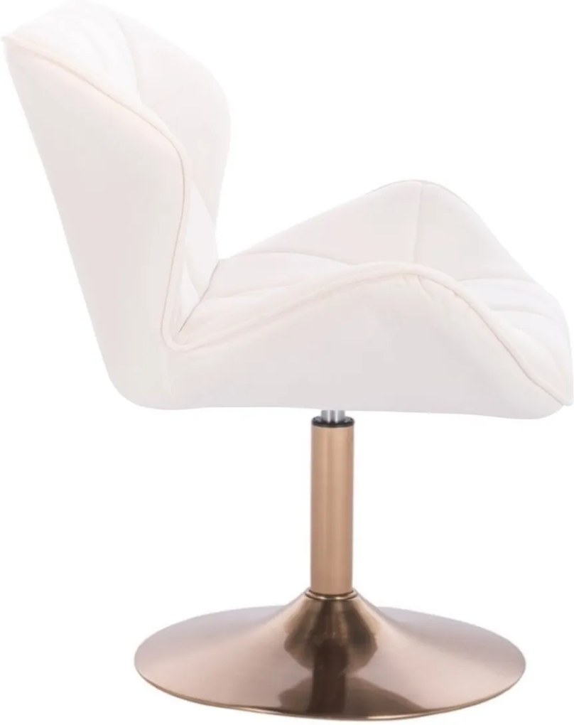 LuxuryForm DESIGN Otočná židle MILANO VELUR na zlatém talíři - bílá