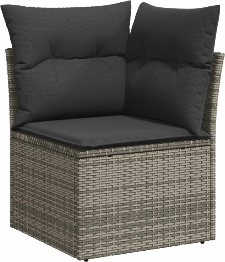 8dílná zahradní sedací souprava s poduškami šedá polyratan 3227726