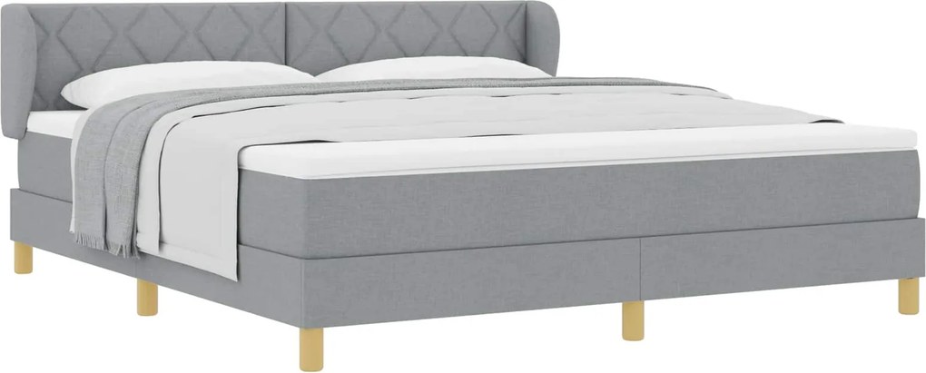 Postel s boxspringem s čelo Světle šedá 180 x 200 cm textil 3340290