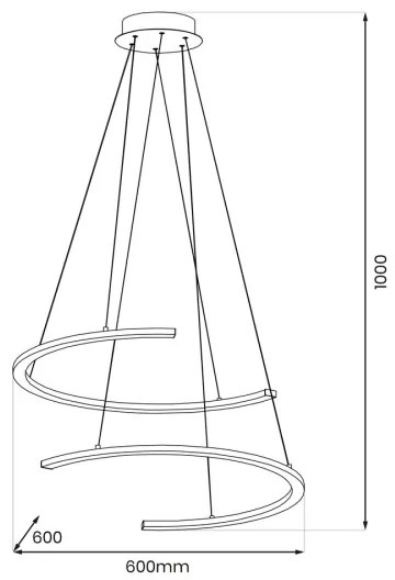 LED Lustr na lanku DOUBLEMOON LED/30W/230V černá