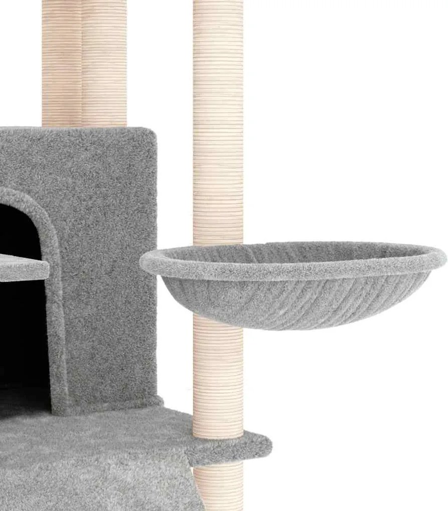 Škrabadlo pro kočky se sisalovými sloupky světle šedé 154 cm 171691